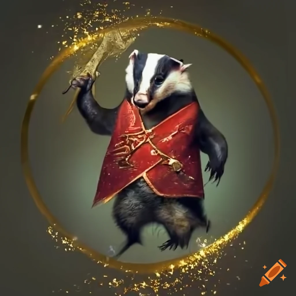 Image of a heroic badger sorcerer casting magic spells on Craiyon