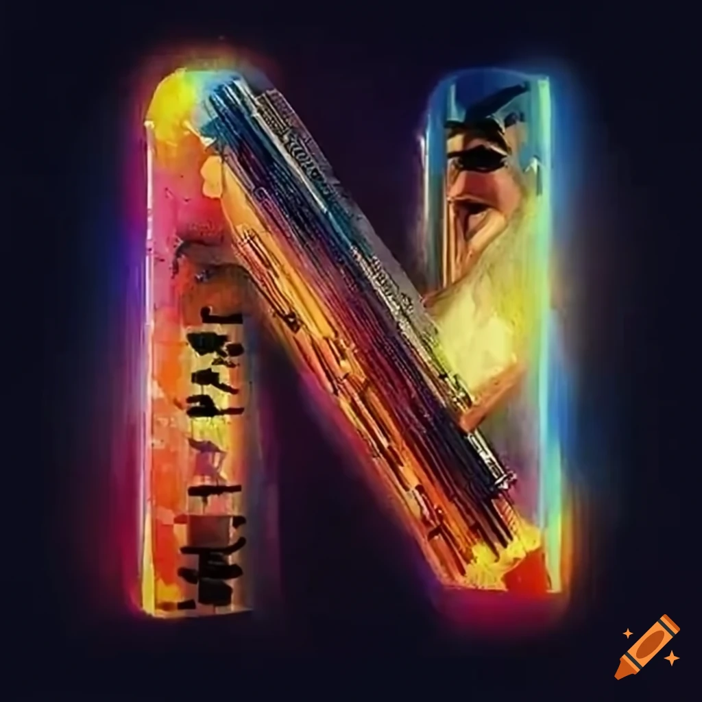 Neon colored letter 'n' in trendy design, suitable for posters on Craiyon