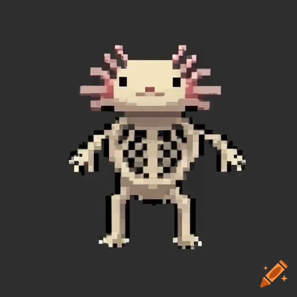 Vector design of a pixelated axolotl on Craiyon
