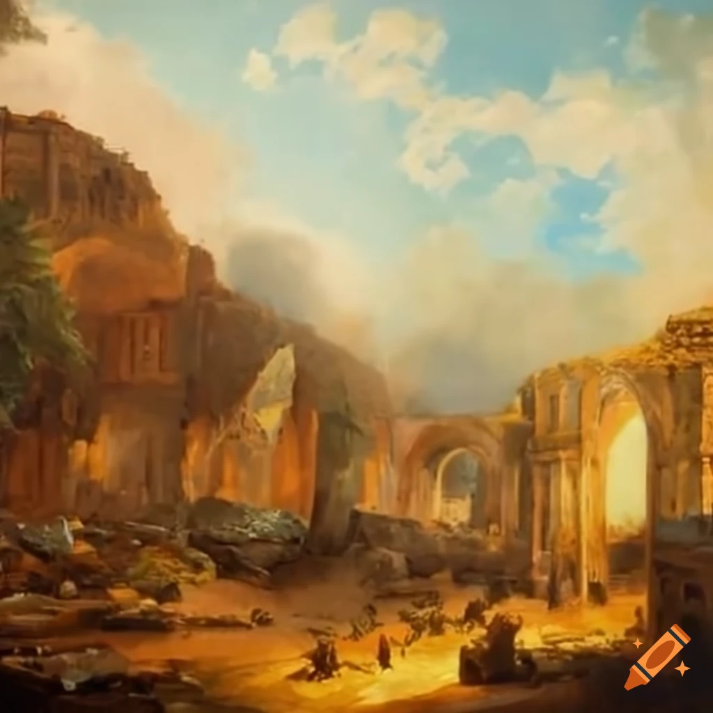 Ancient ruins of an asian town influenced by roman colonization on Craiyon