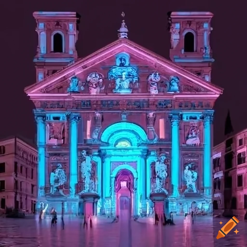Neon art of san ivo alla sapienza in rome on Craiyon