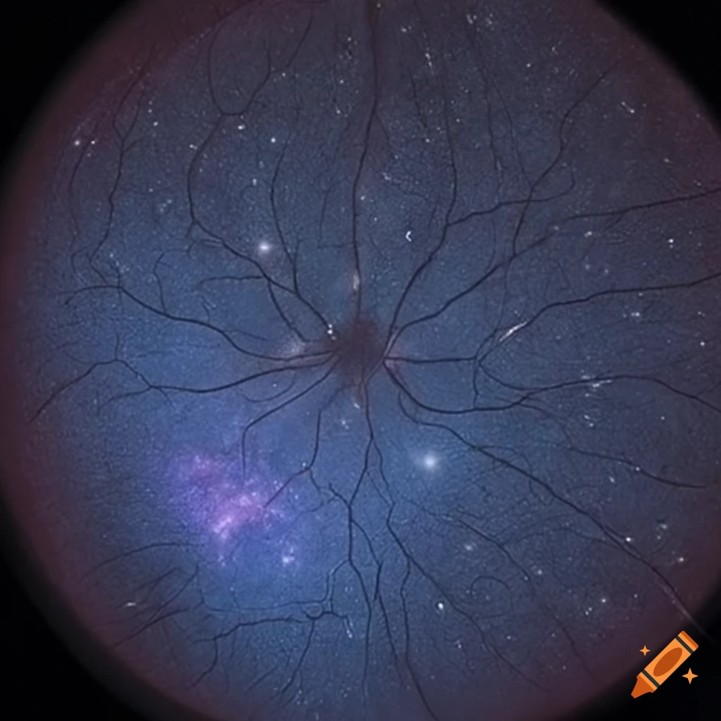 Close up of a starry sky in the retina fundus on Craiyon