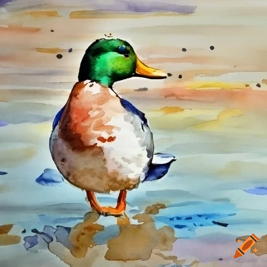 Duck watercolor and ink sketch in the style of carl larsson on Craiyon