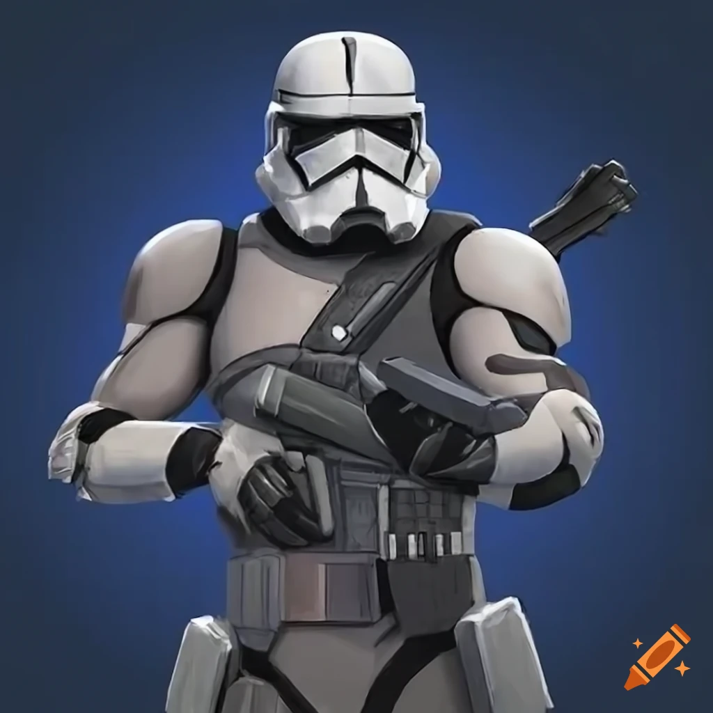 Coruscant guard from star wars holding a blaster on Craiyon