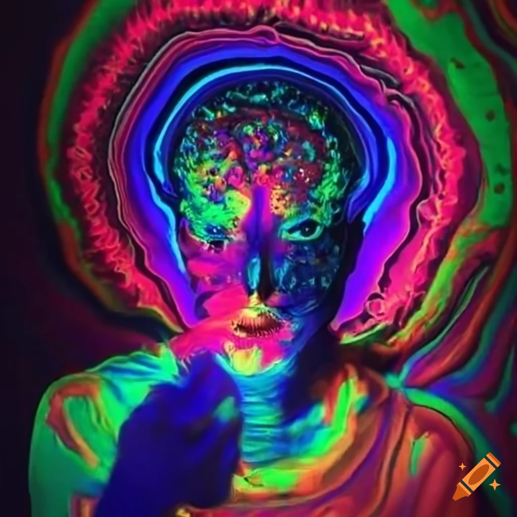 Neon-colored artwork of the mind's eye on Craiyon