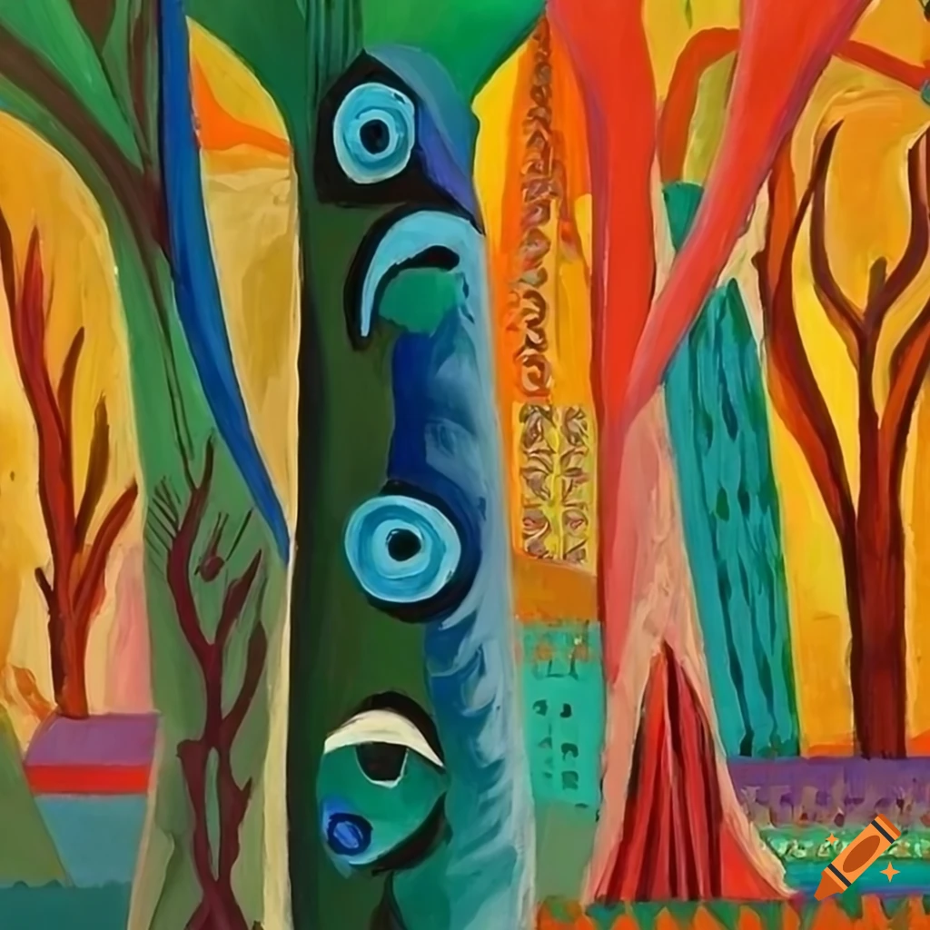 Forest painting in the style of picasso