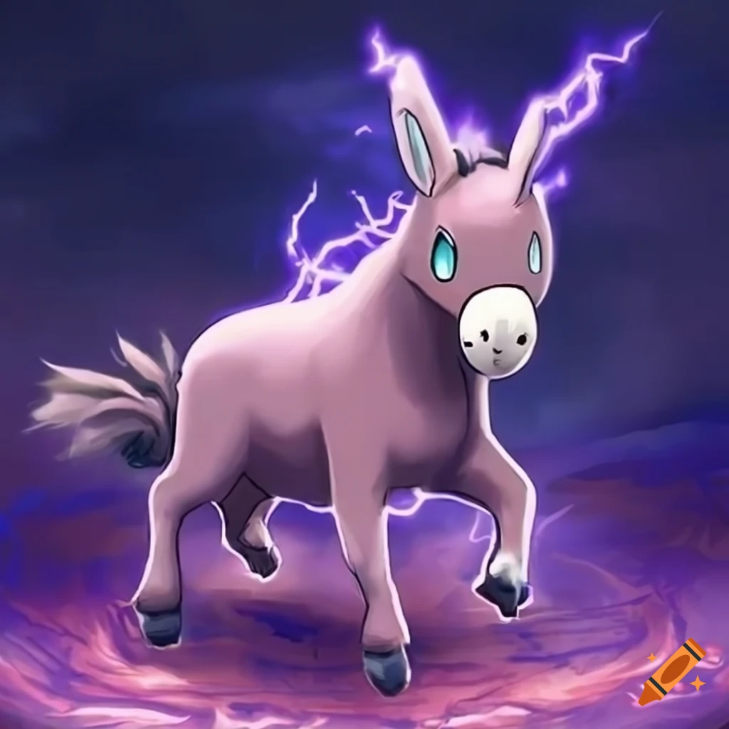 Cartoon image of a lightning-themed pokemon donkey on Craiyon