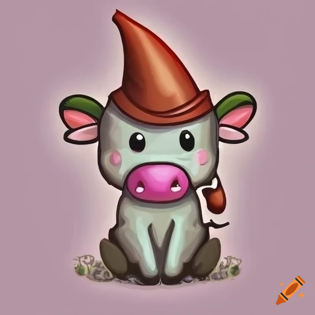 Cute cow wearing a wizard hat