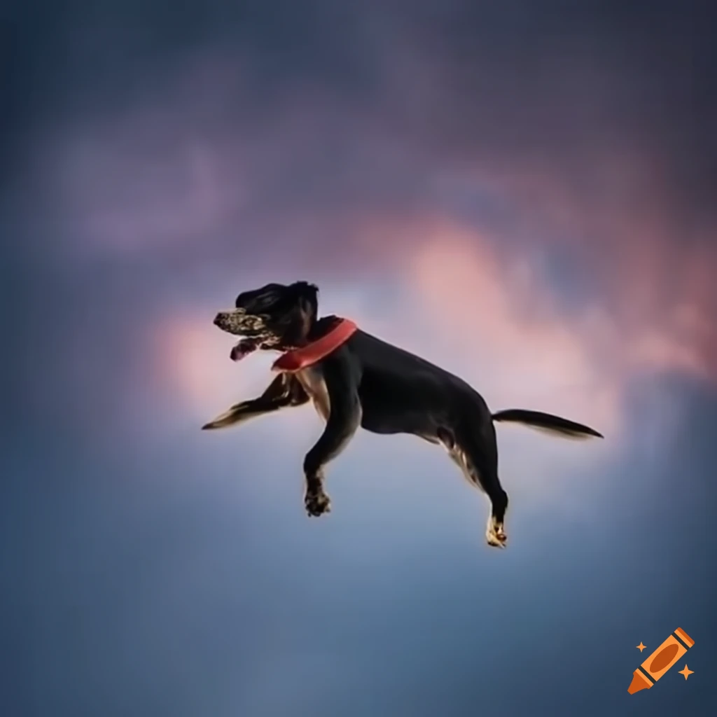 Dog flying in the sky on Craiyon