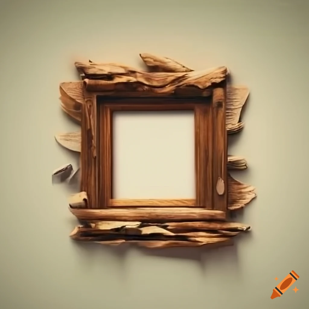 Wooden frame with forest design on Craiyon