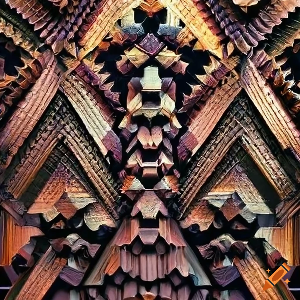 Woven 'architectural stave carving' style artwork on Craiyon
