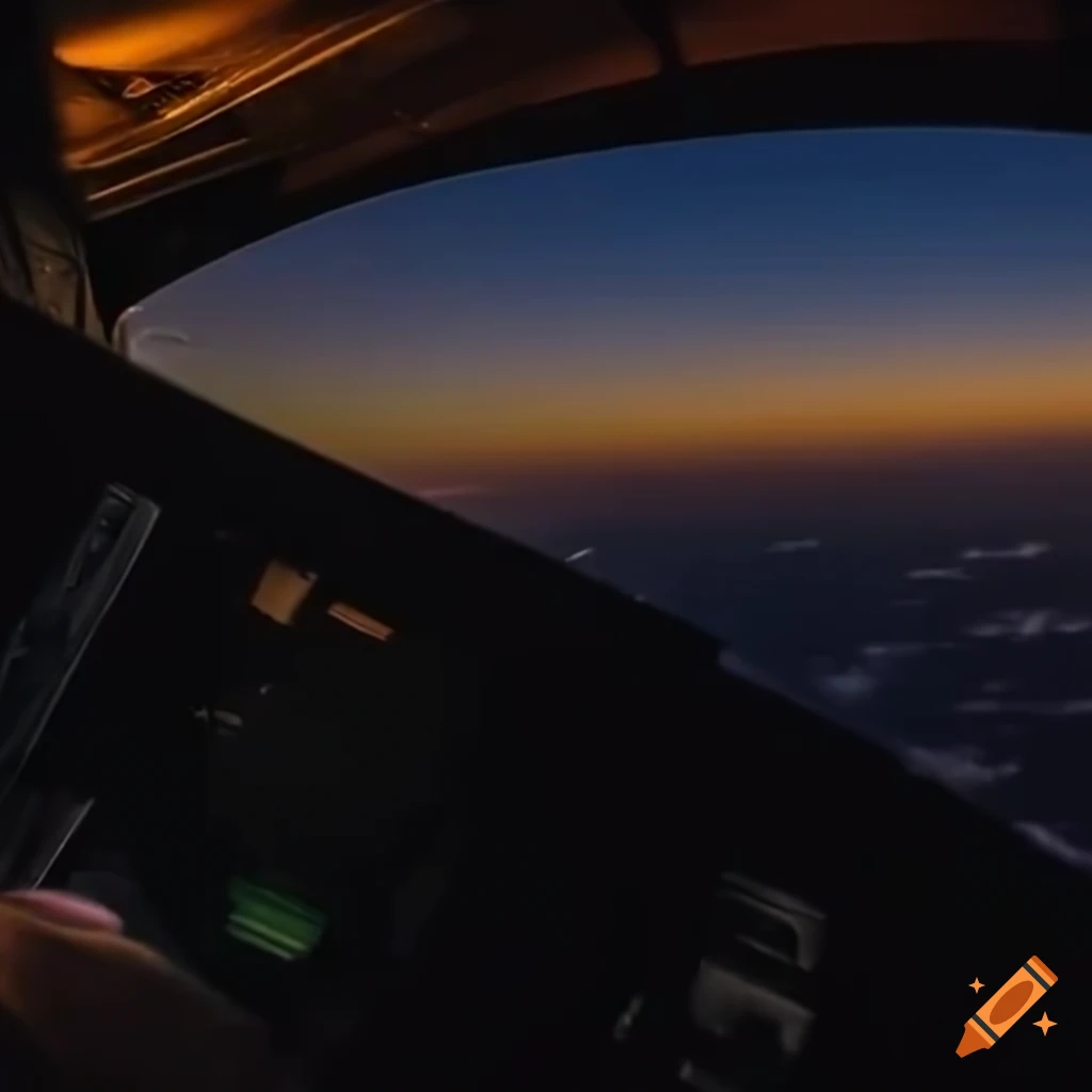 View from the cockpit at night on Craiyon