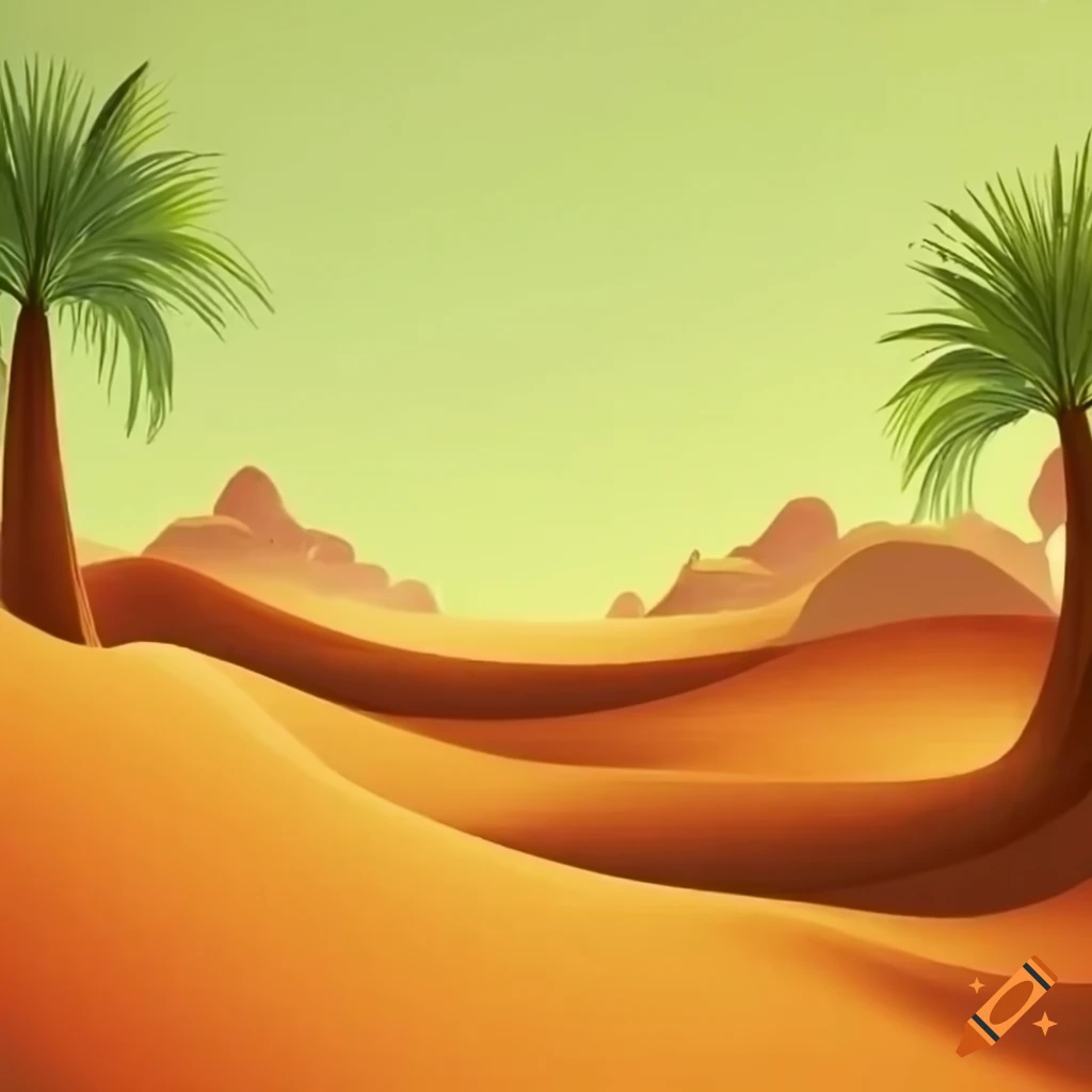Charming desert oasis illustration for children's storybook