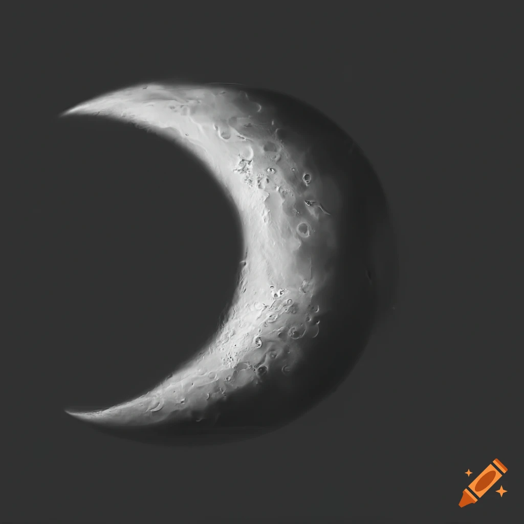 Simple crescent moon on black background