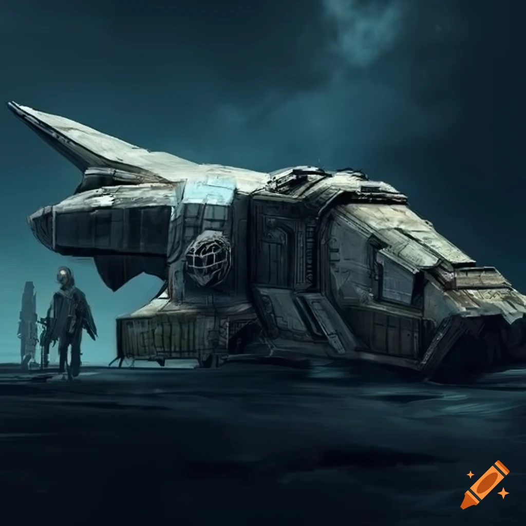 Futuristic post-apocalyptic shuttle on Craiyon