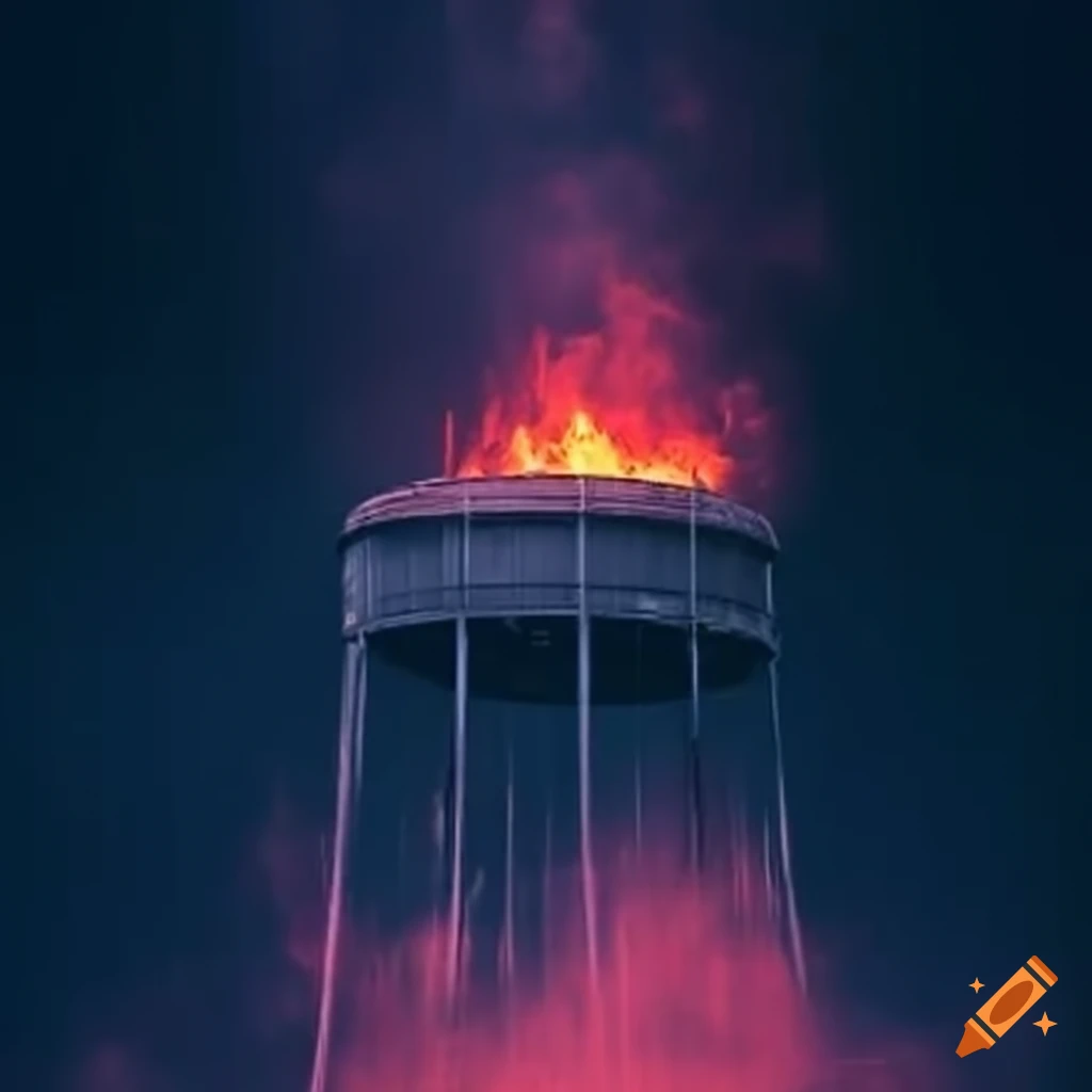 Mysterious water tower incident on Craiyon