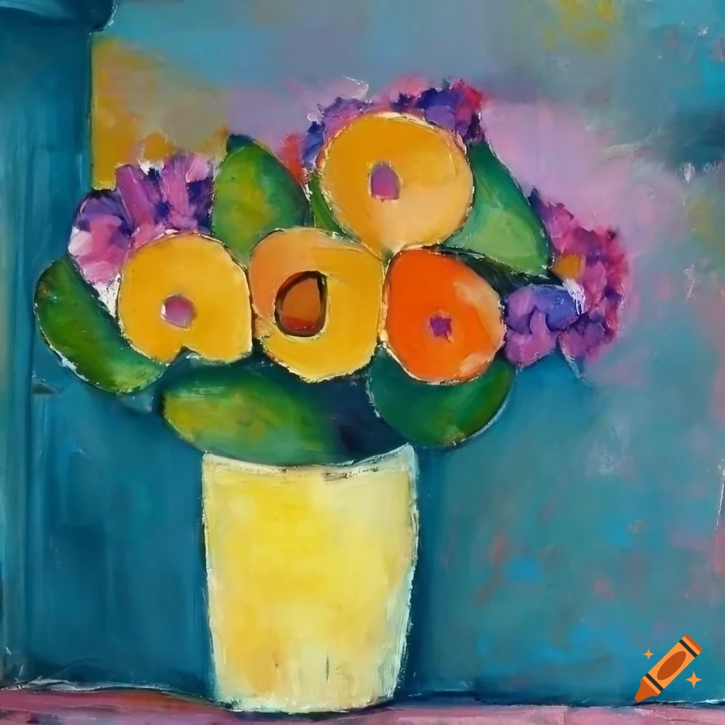 Modigliani's flower window oil painting on Craiyon
