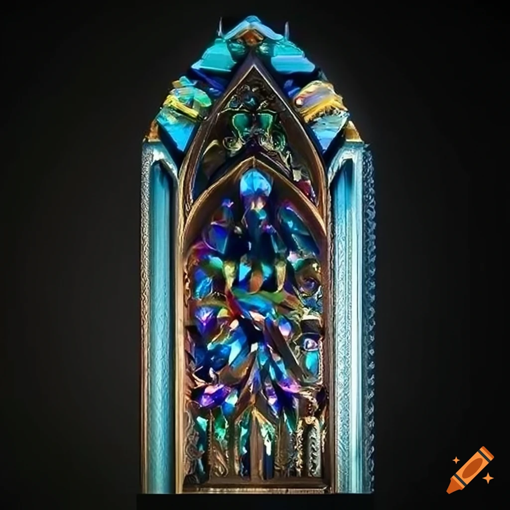 Variegated metal architectural stave carving on Craiyon