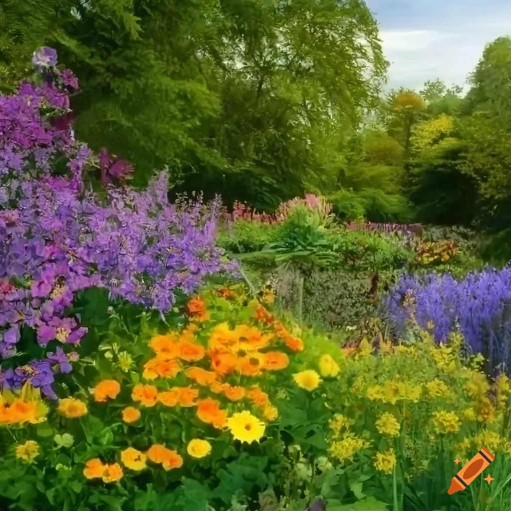 Garden of pastel flowers on Craiyon