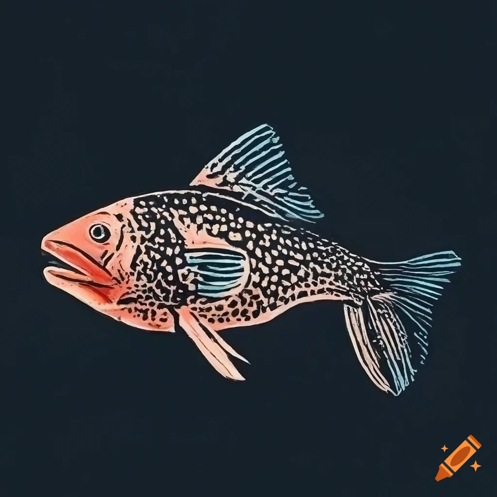 Engraving of a fish on Craiyon