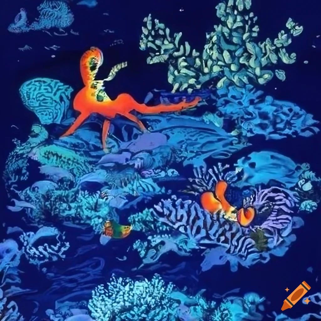 Chiho aoshima's artwork of fiery cross reef on Craiyon