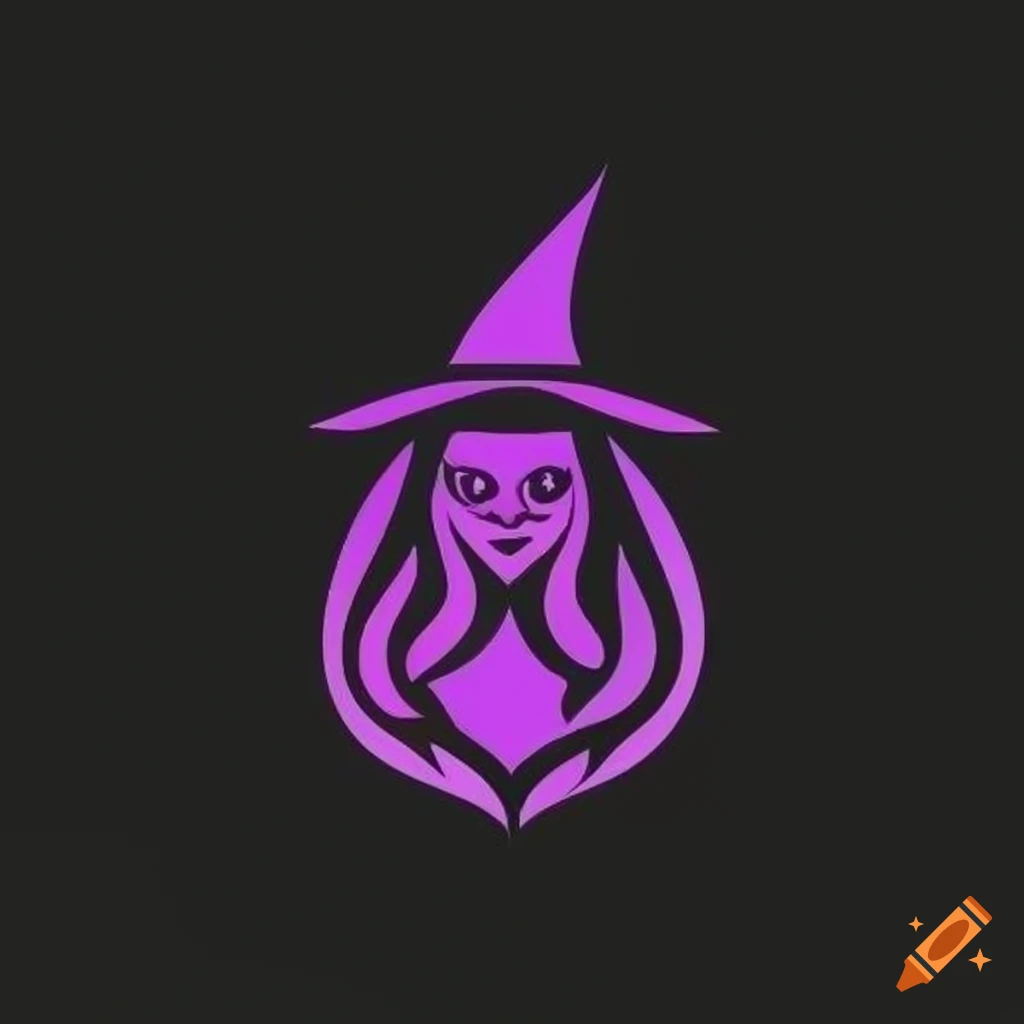 Simplistic logo design of a beautiful witch on Craiyon