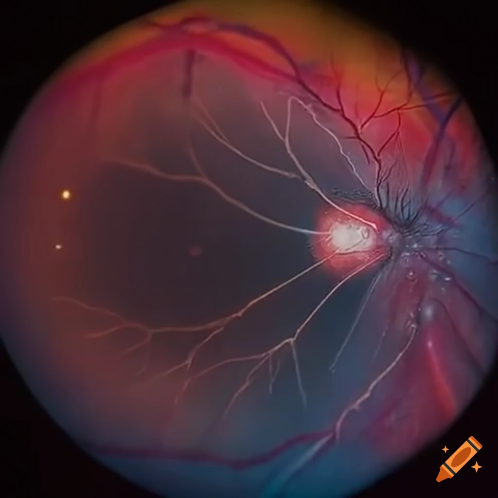 Close up of retina fundus resembling a starry sky on Craiyon