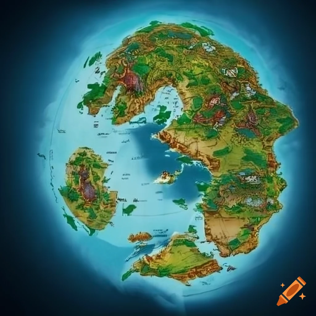 Fictional world map on Craiyon