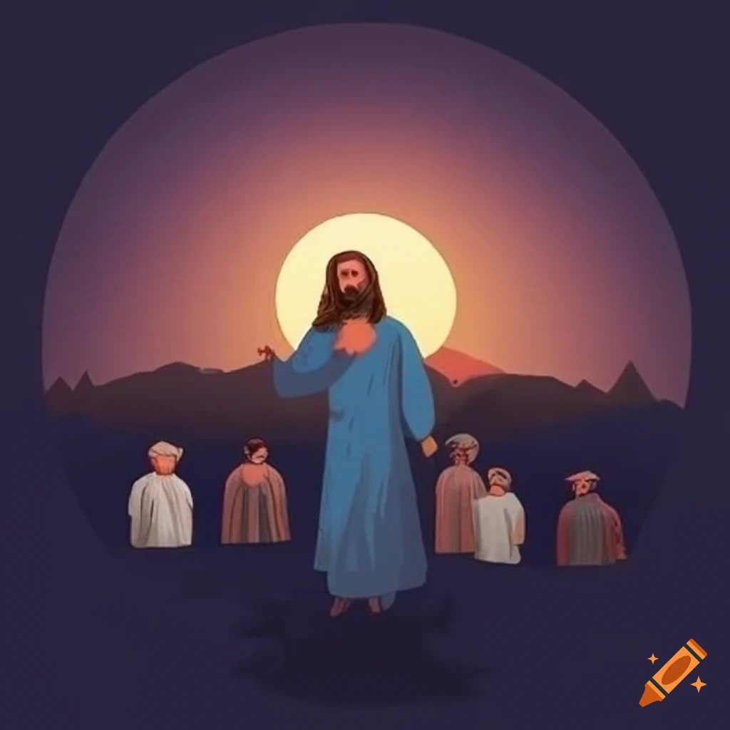 Humorous illustration of jesus driving with a big cross on Craiyon