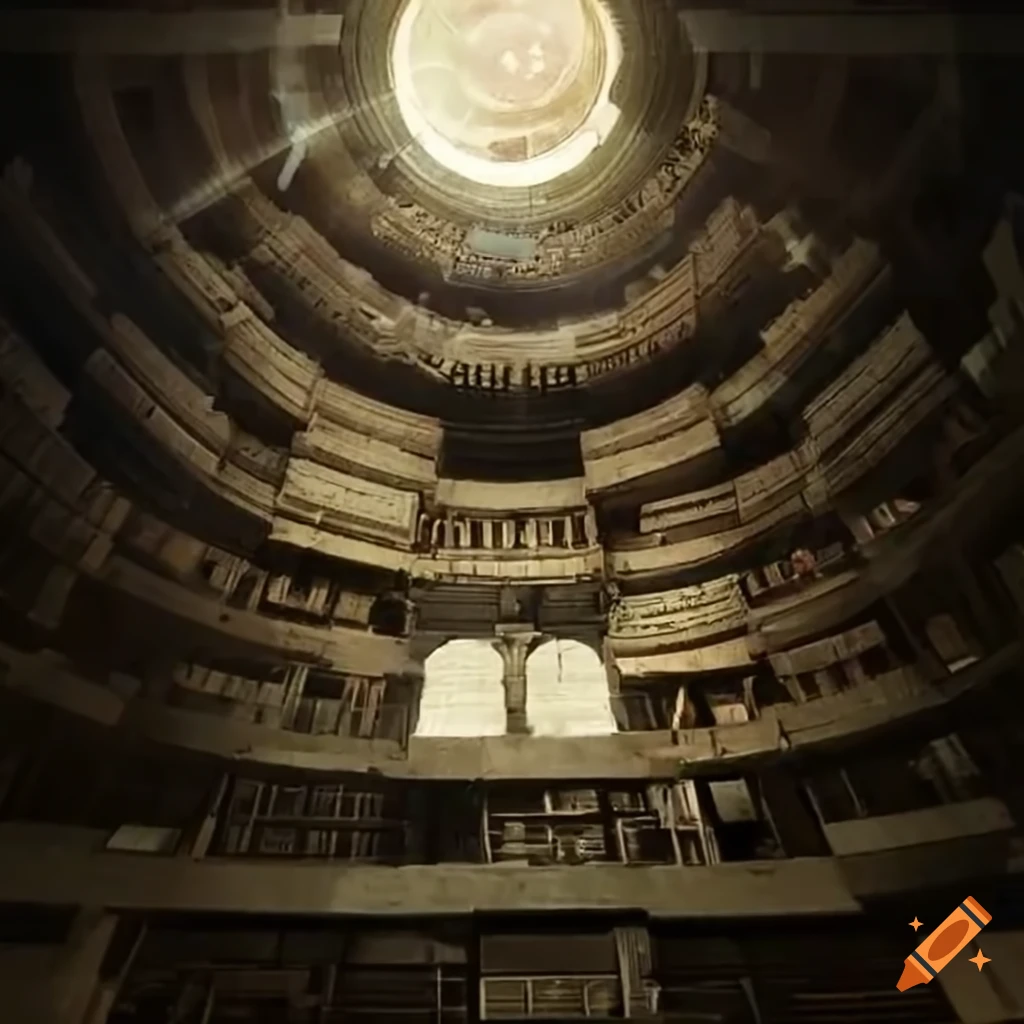 Conceptual artwork of the library of babel on Craiyon