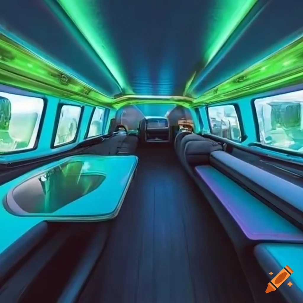 Futuristic camper bus traveling through nebula on Craiyon