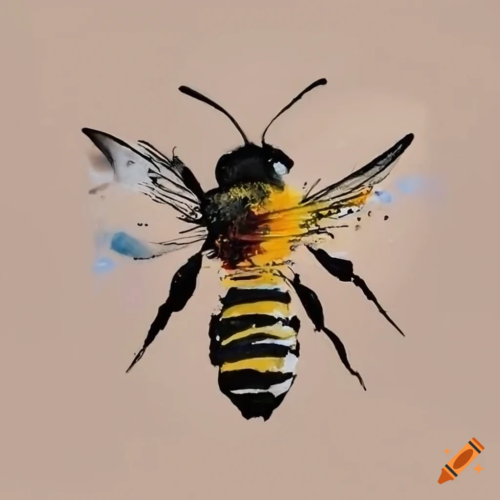 Abstract ink painting inspired by a bee on Craiyon