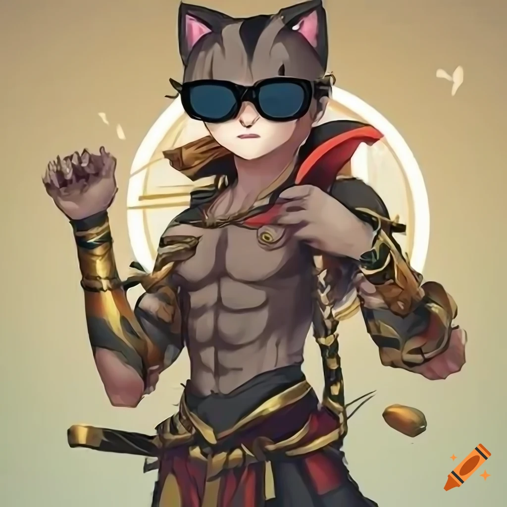 Circular avatar of a cool warrior cat with sunglasses on Craiyon
