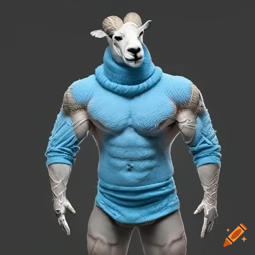 Cartoon goat with muscular 6 pack abs on Craiyon
