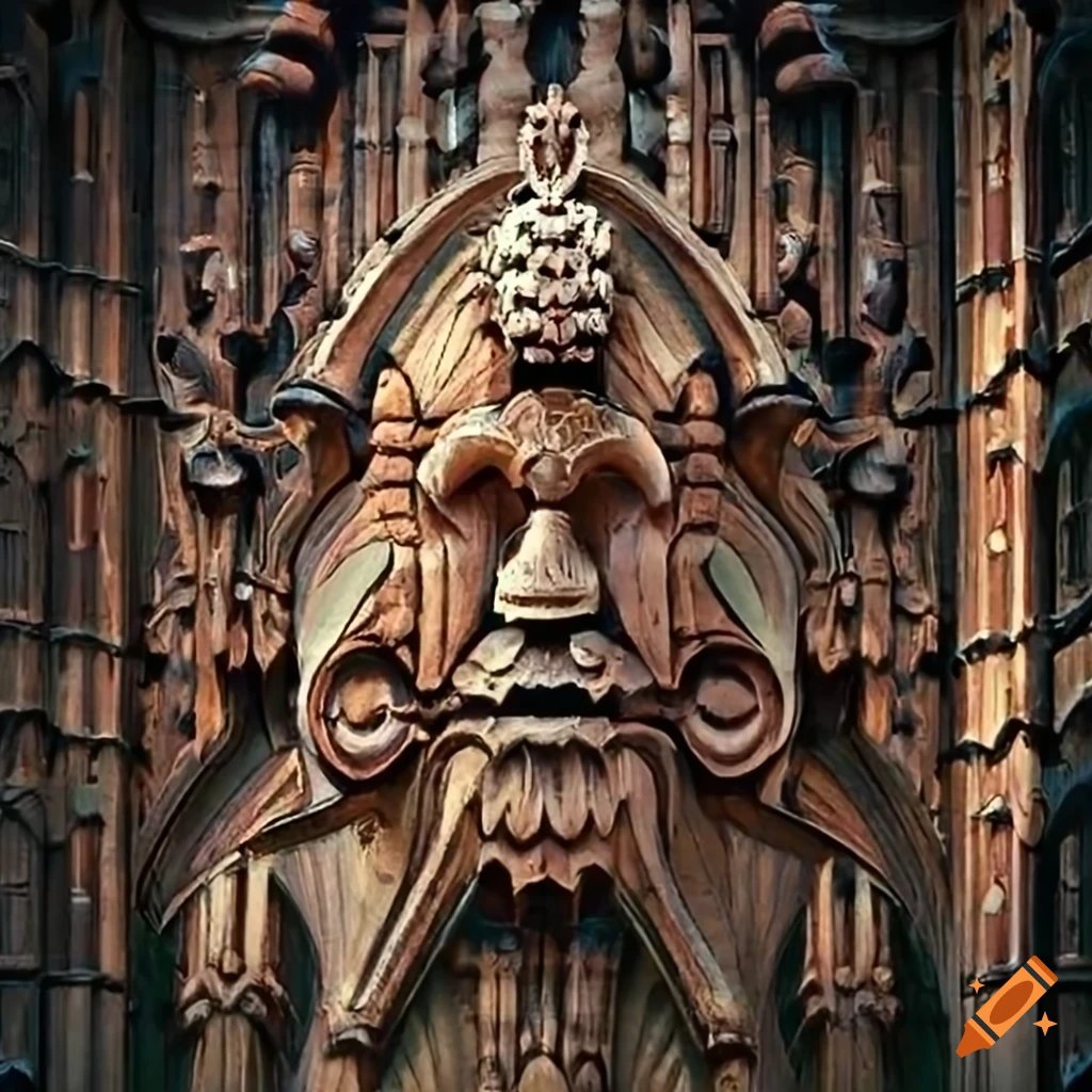 Stunning architectural stave carving with moth motif on Craiyon