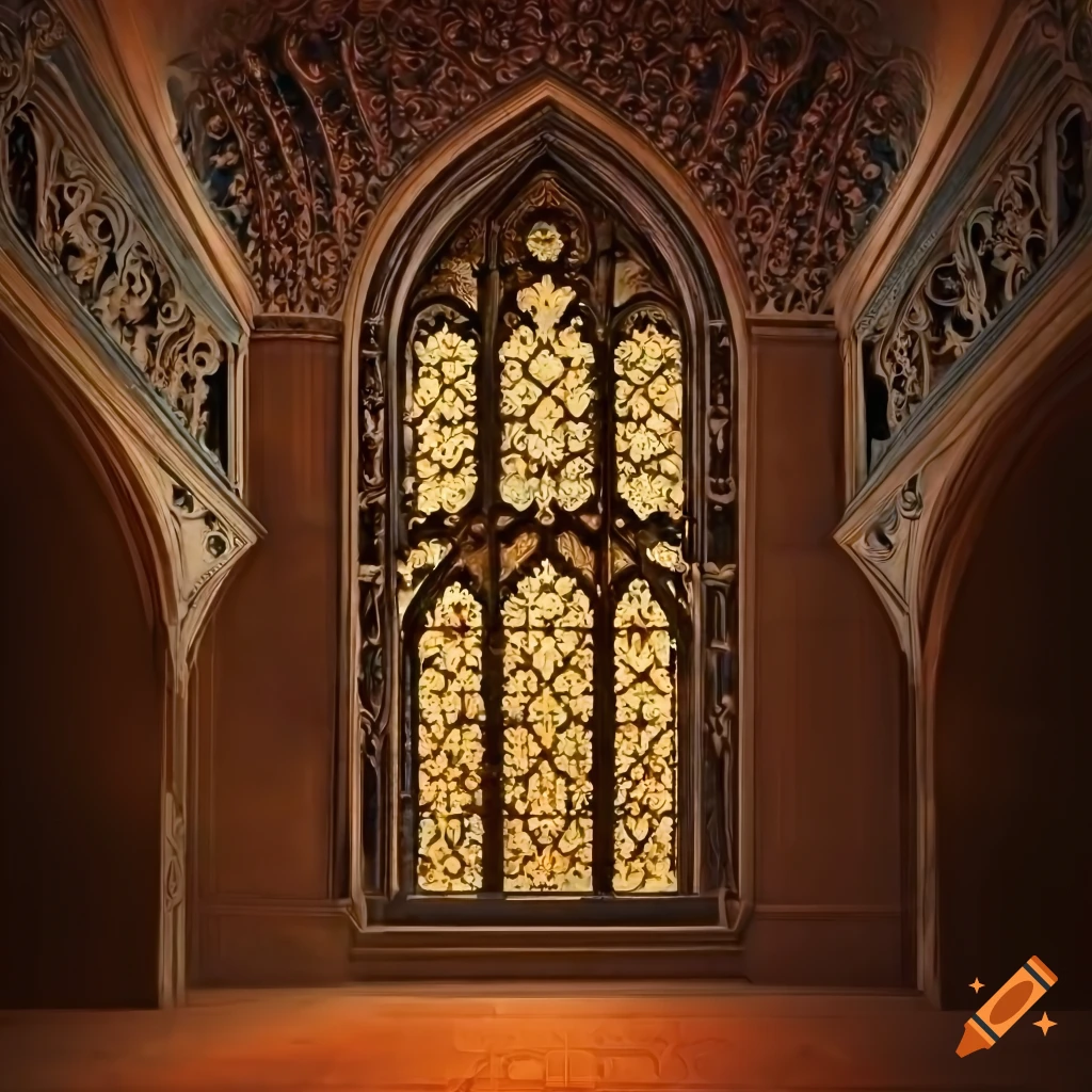 Baroque gothic window with islamic art ornaments