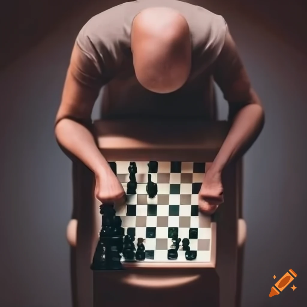 Conceptual image of man playing chess on a toilet seat