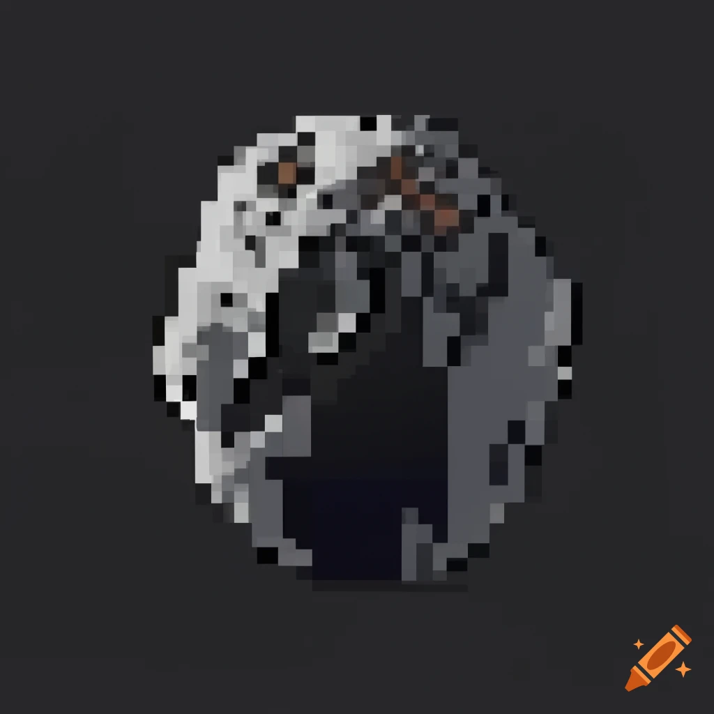 Pixel art of a black asteroid on Craiyon