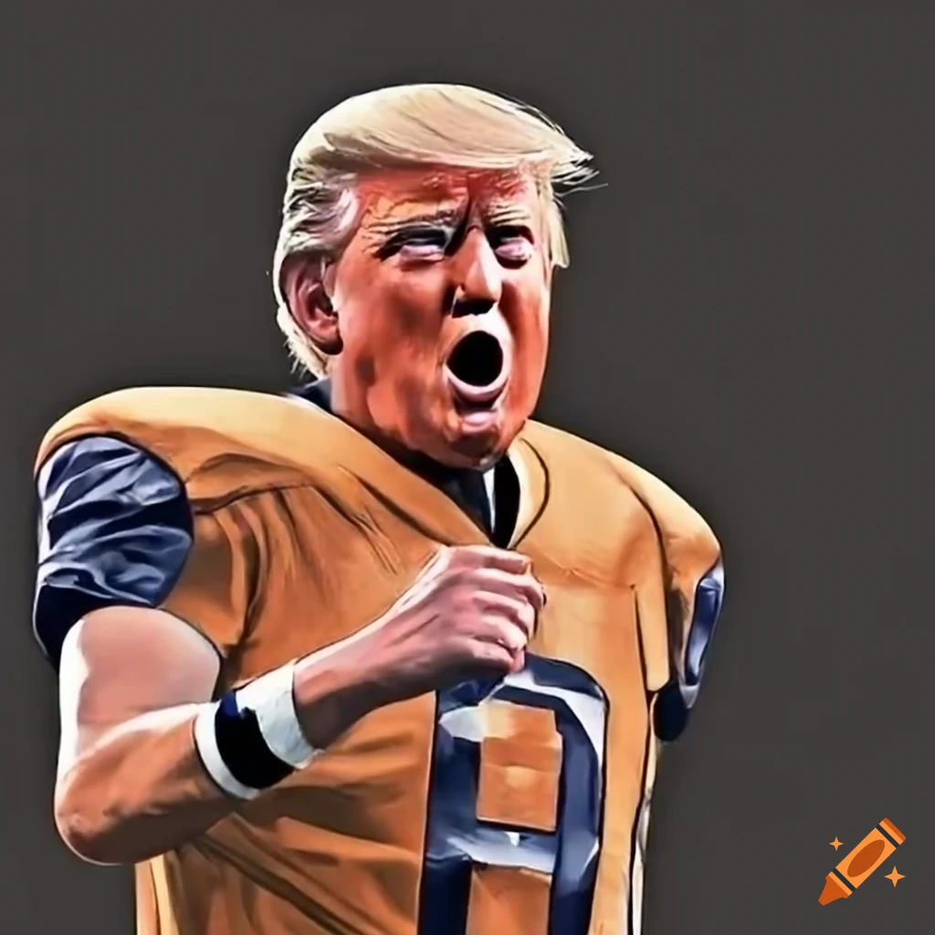 Satirical image of donald trump wearing a dallas cowboys jersey on Craiyon