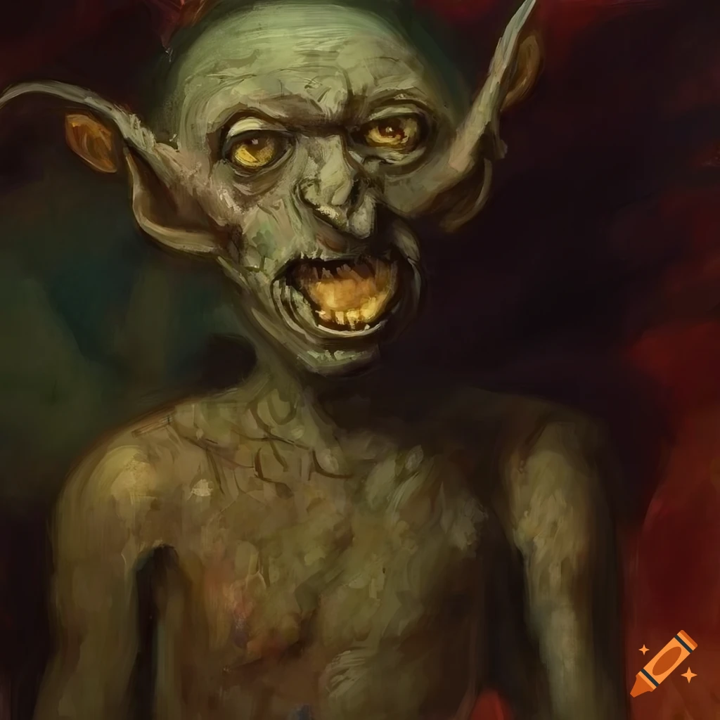Oil painting of a demonic goblin in studio ghibli style on Craiyon