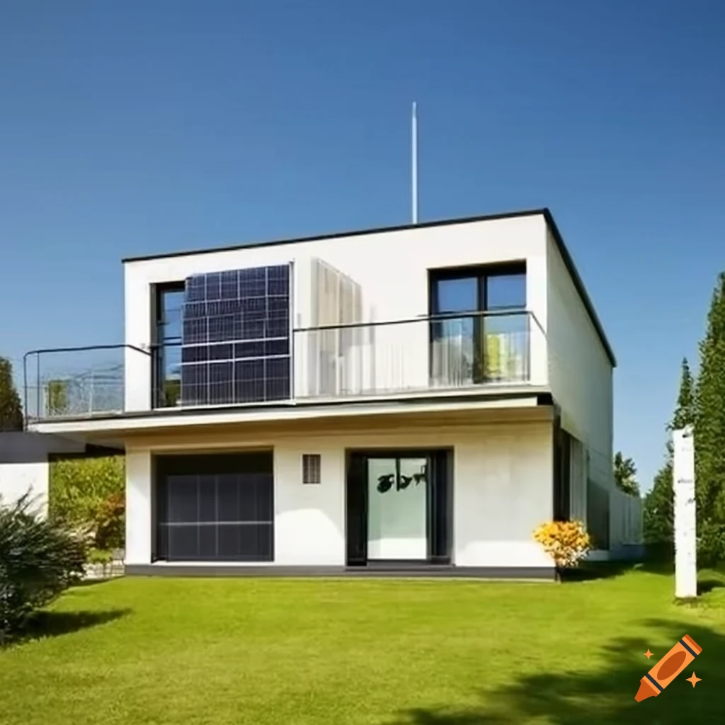 Realistic house with solar panels under the sun on Craiyon