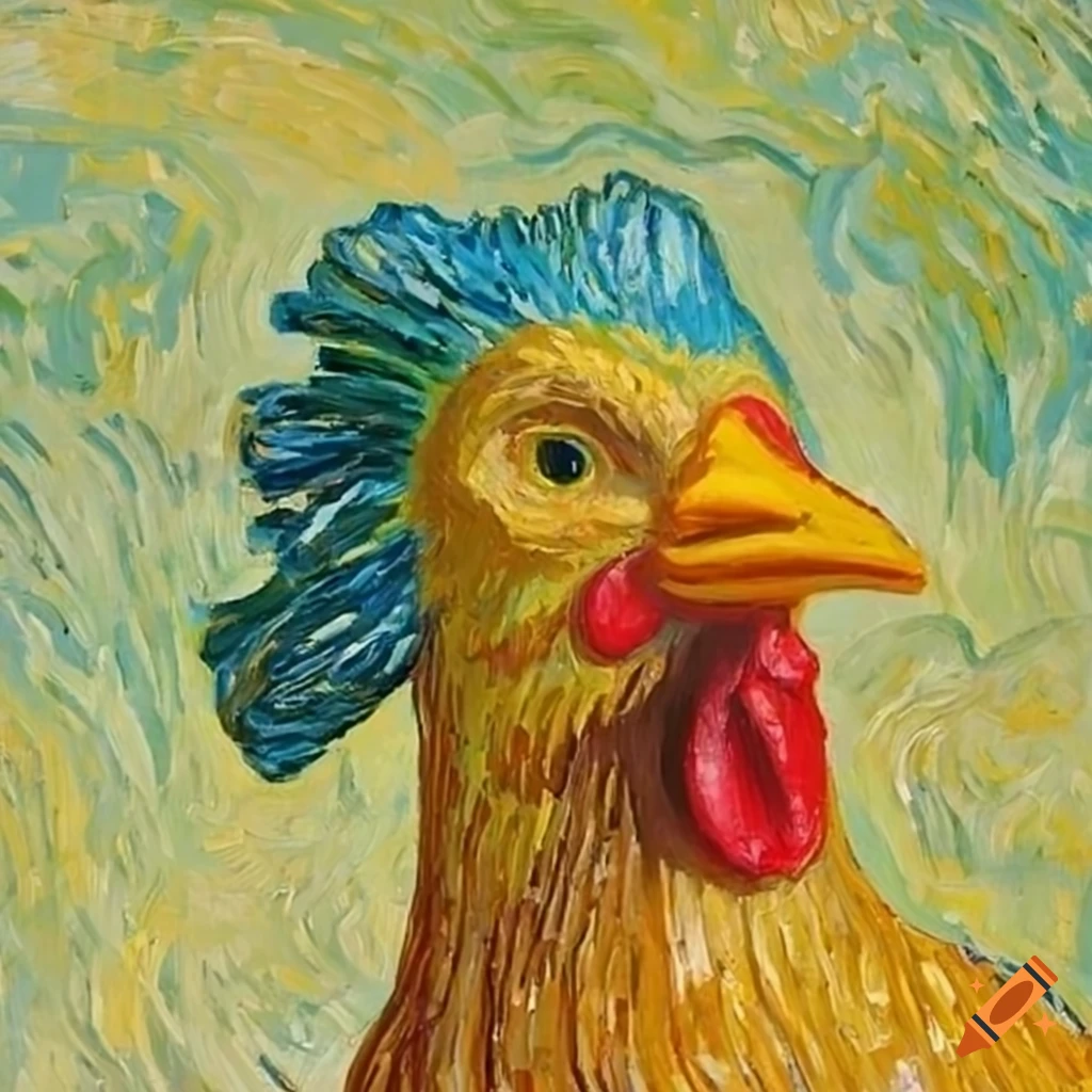 Van gogh-style portrait of an oviraptor on Craiyon