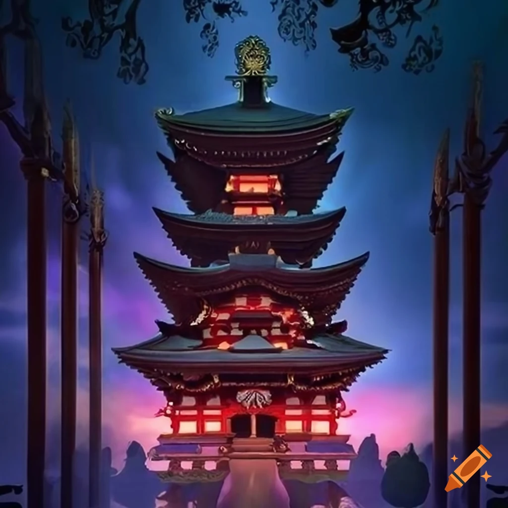 Detailed carving on a shrine with tank motif on Craiyon