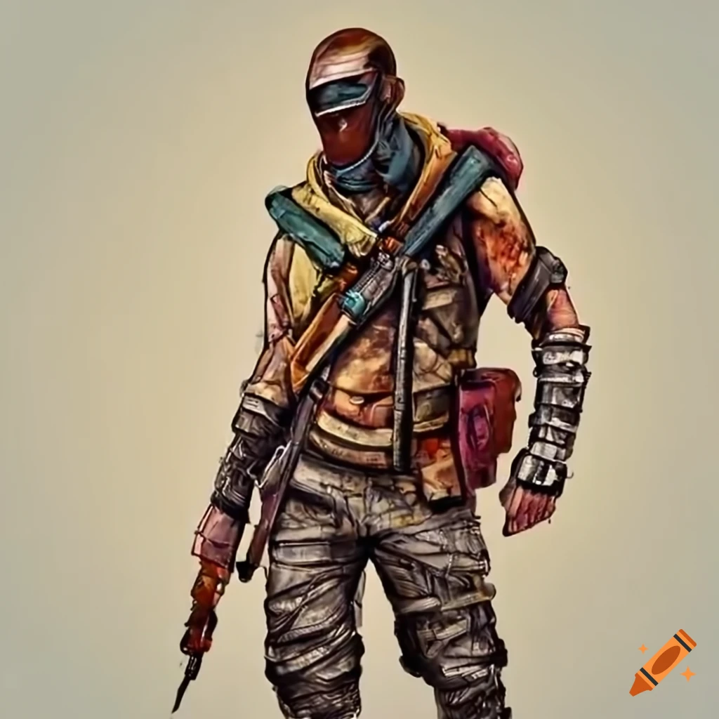 Image of a man in a post-apocalyptic driver suit on Craiyon