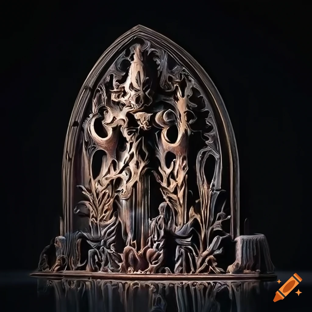 Detailed metal sculpture with prismatic motif