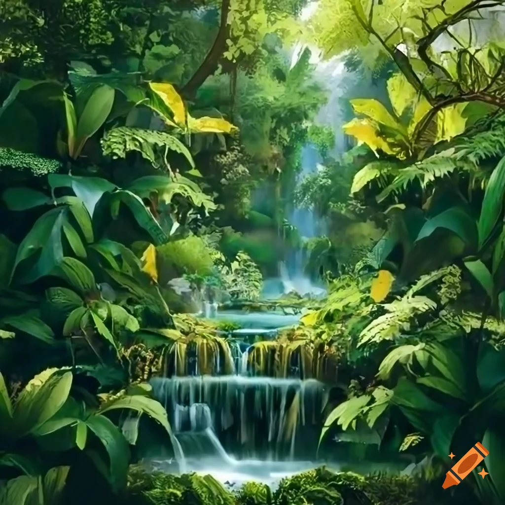 Waterfall Jungle Forest Pond Amazon.com: ART.COM Wall Photographic