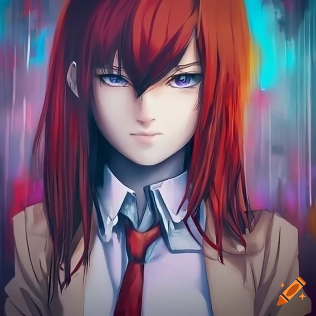 Vibrant portrait of makise kurisu on Craiyon