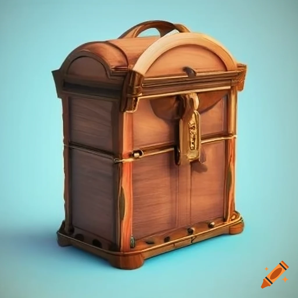 Isometric cute cartoonish chest game icon with 3d studio lighting on ...
