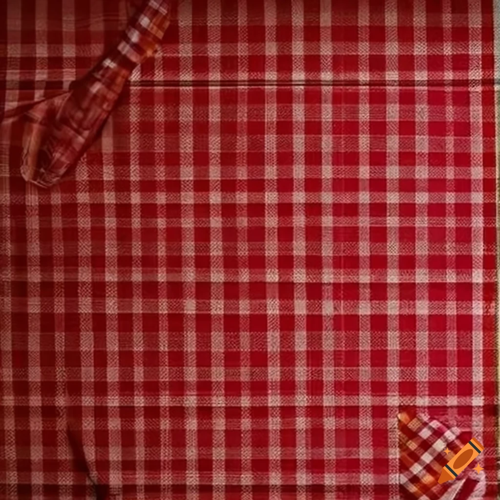 Top view of a table with an Italian tablecloth on Craiyon