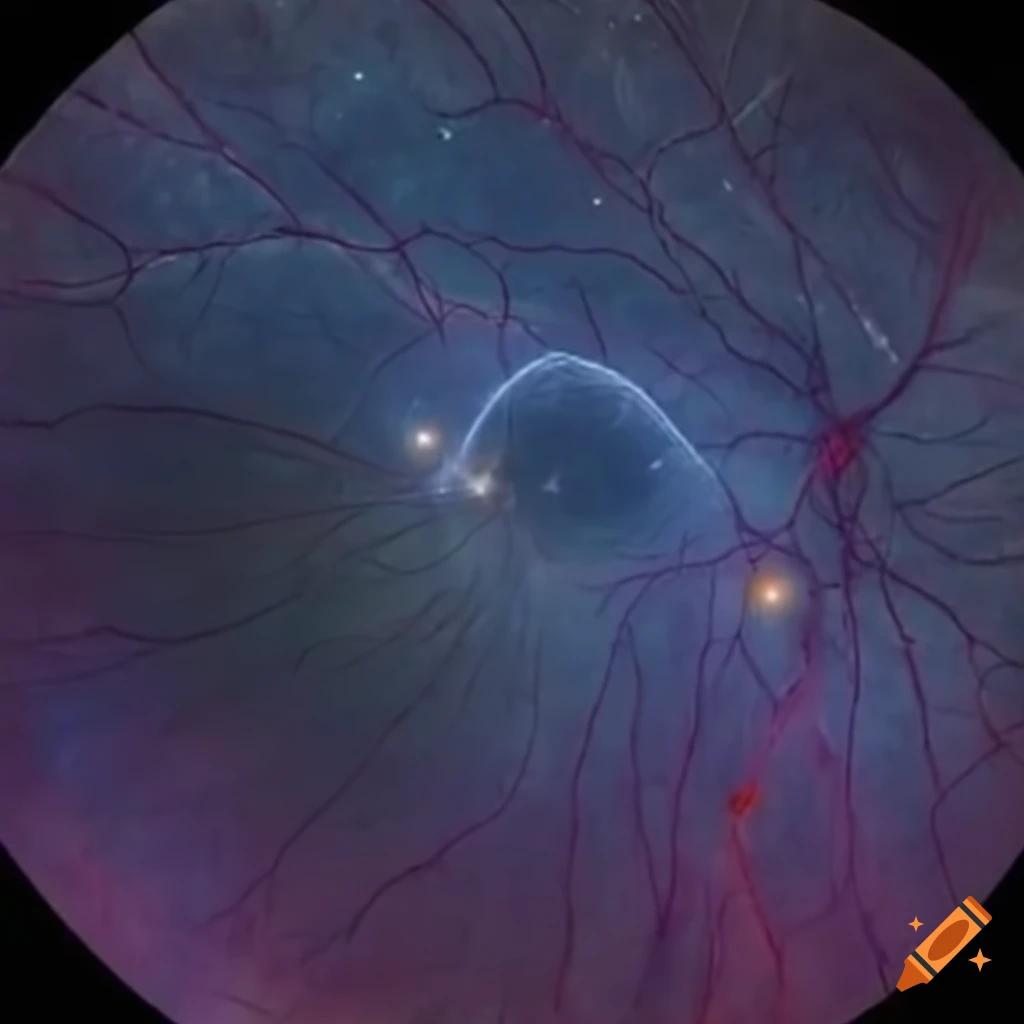 Close up of retina exam with starry sky pattern
